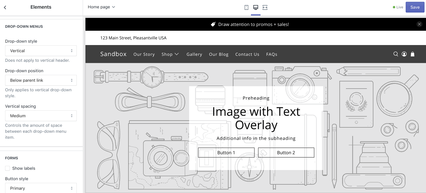 Flex: Elements settings – Out of the Sandbox